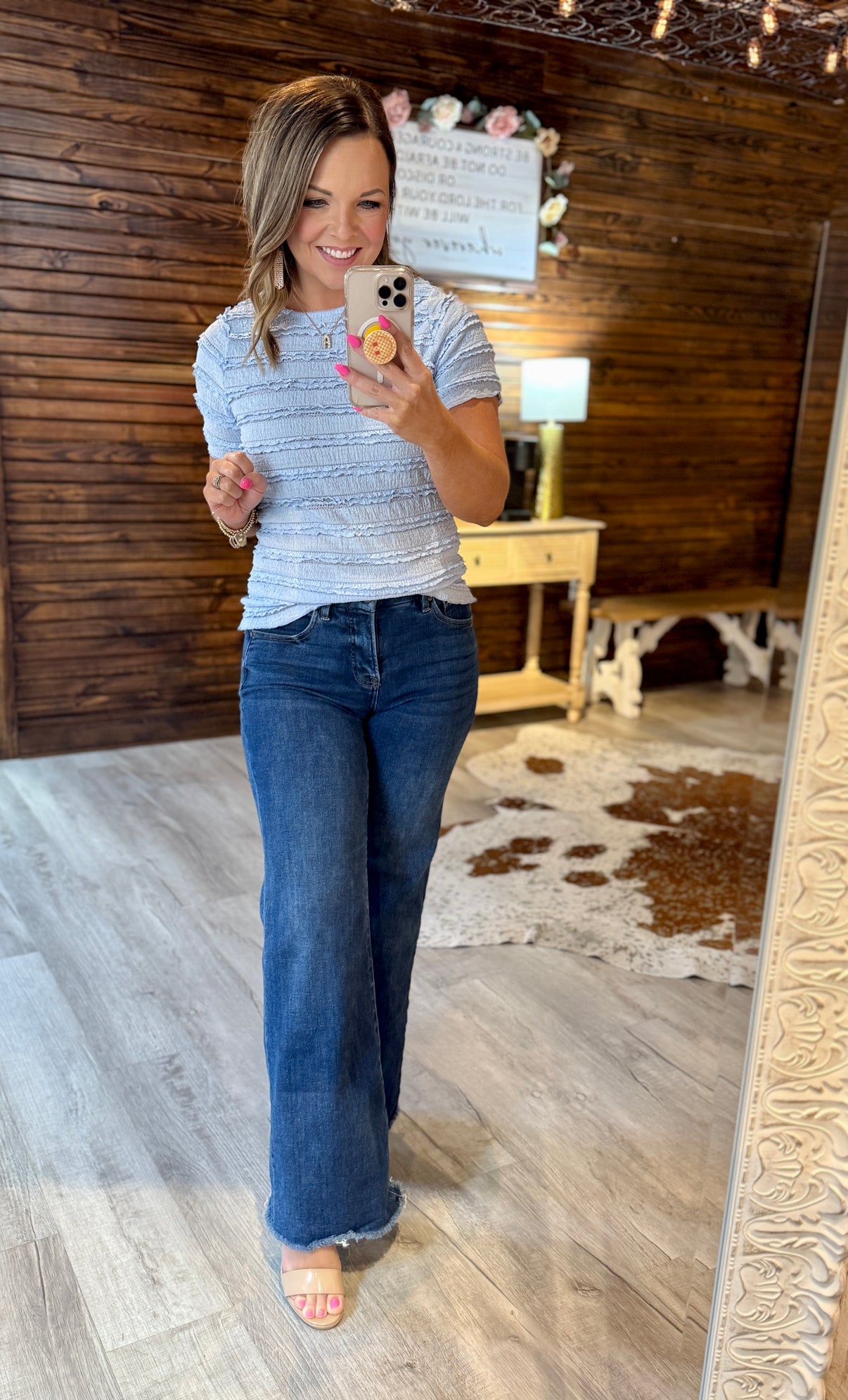 Sky Blue Ruffle Trimmed Top – Alli D’s Boutique